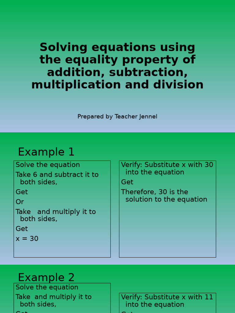Solving Equations Using Addition | PDF