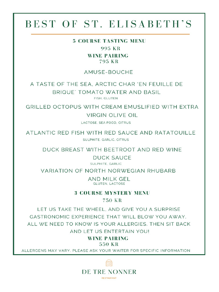 Menu Best of Elizabeth | PDF