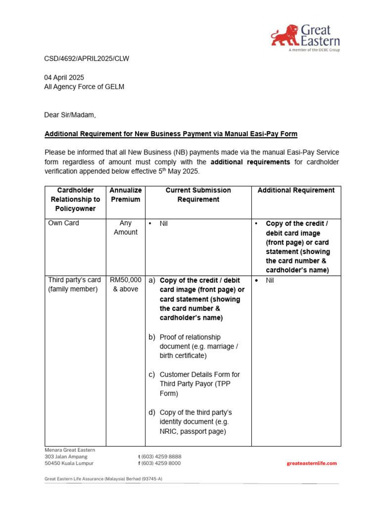 ECircular_4692_Additional Requirement for New Business Payment via ...