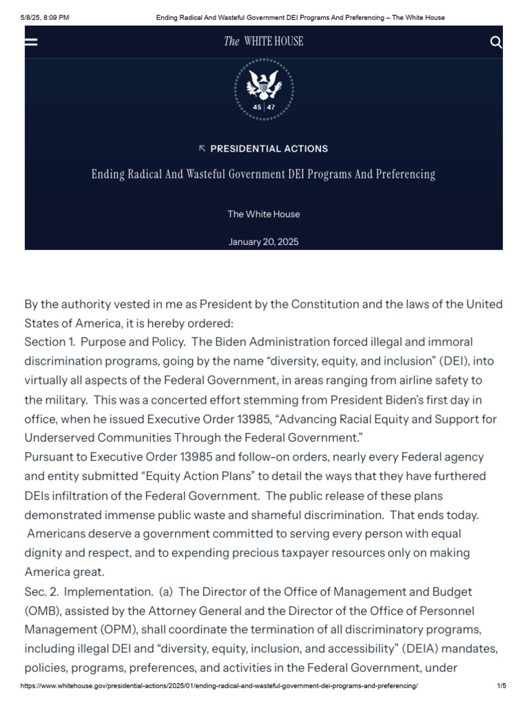 Ending Wasteful DEI Programs in Government | PDF | Office Of Management ...