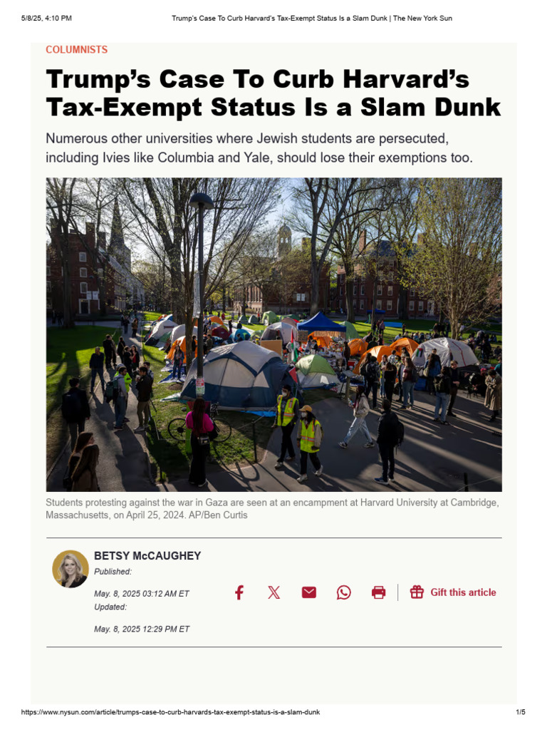 Trump's Case To Curb Harvard's Tax-Exempt Status Is A Slam Dunk - The ...