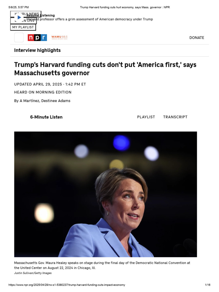 Healey: Trump's Cuts Harm U.S. Economy | PDF | Npr | Donald Trump