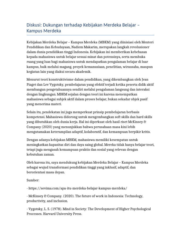 Diskusi Merdeka Belajar Kampus Merdeka | PDF