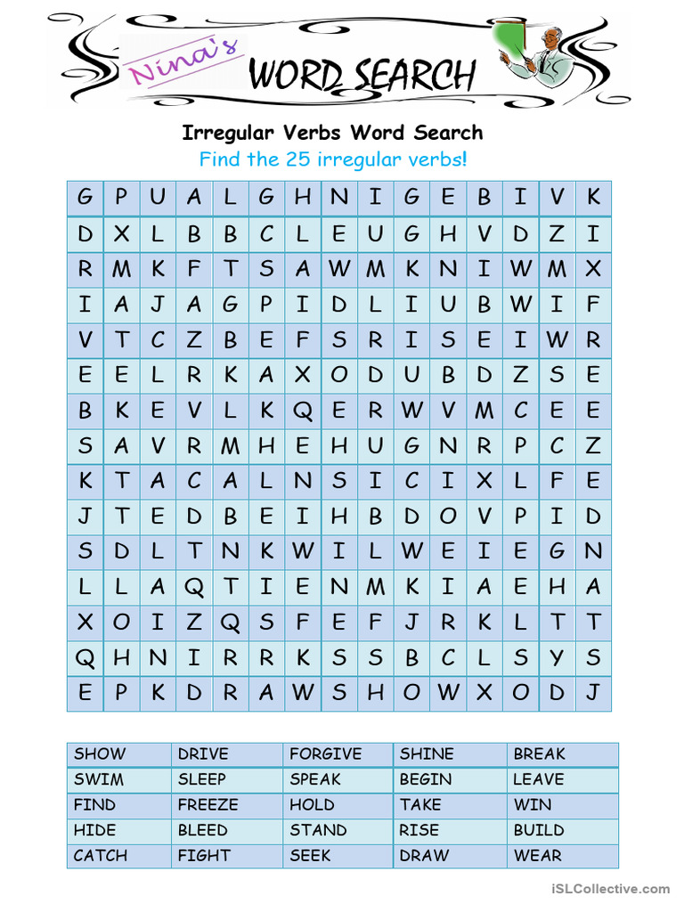 Irregular Verbs Word Search Puzzle | PDF
