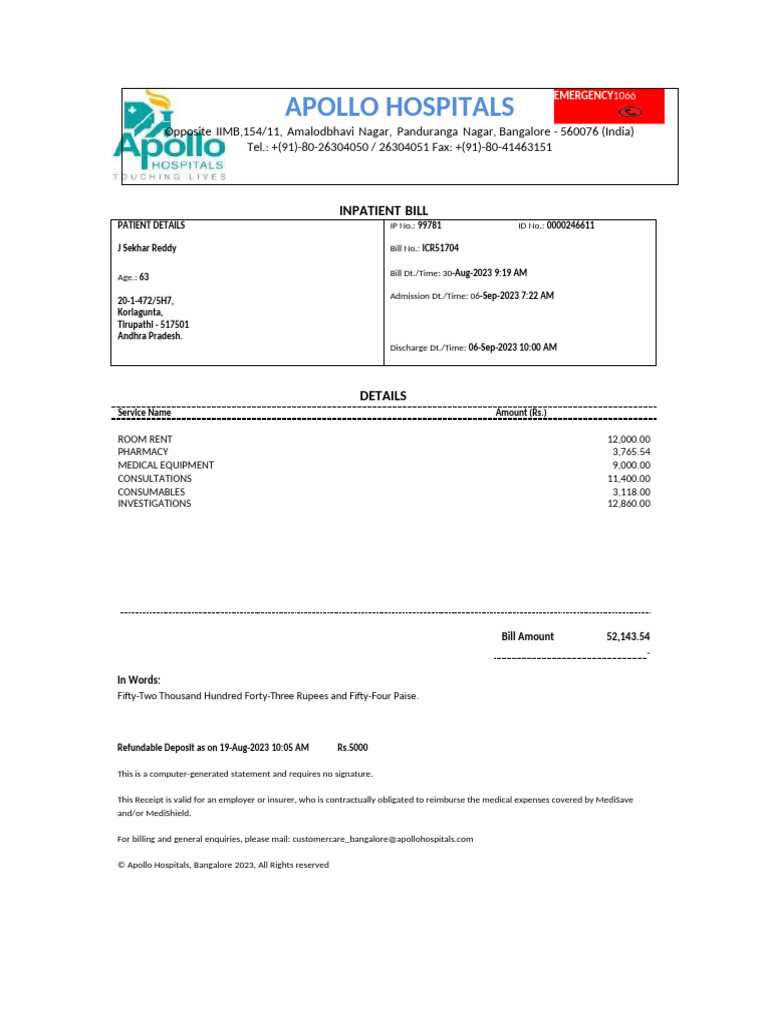 Medical bill | PDF | Service Industries | Medicine