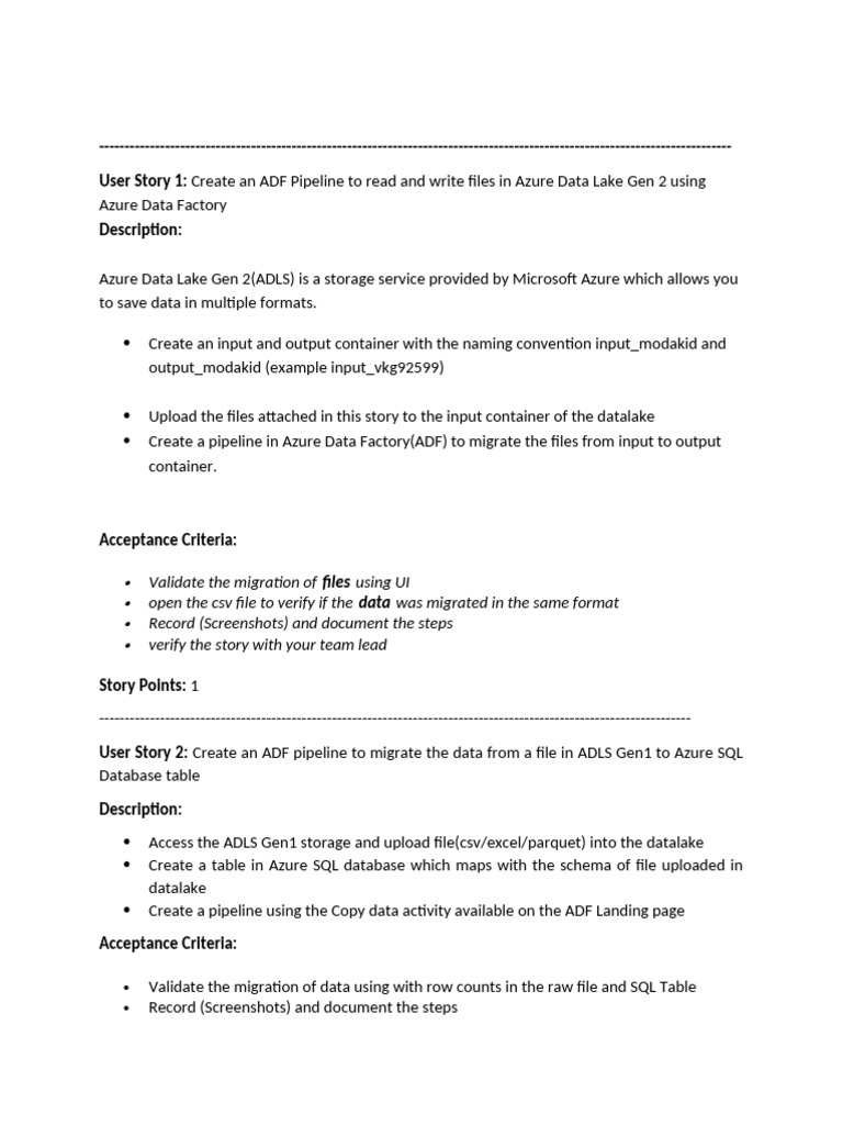 Azure User Stories - Updated | PDF | Databases | Table (Database)