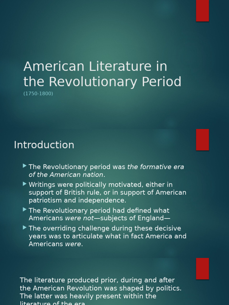 American Revolutionary Literature Overview | PDF | Deism | Poetry