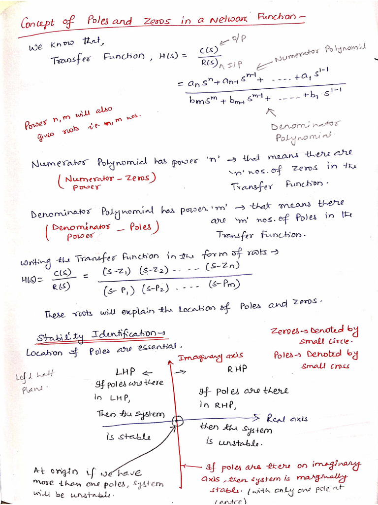 concept of poles and zeros in network circuit | PDF