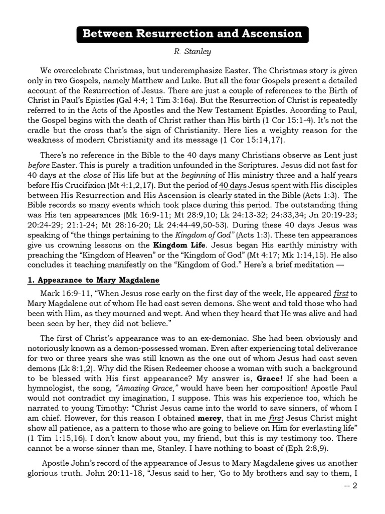 Resurrection and Ascension (E) | PDF | Jesus | Ascension Of Jesus