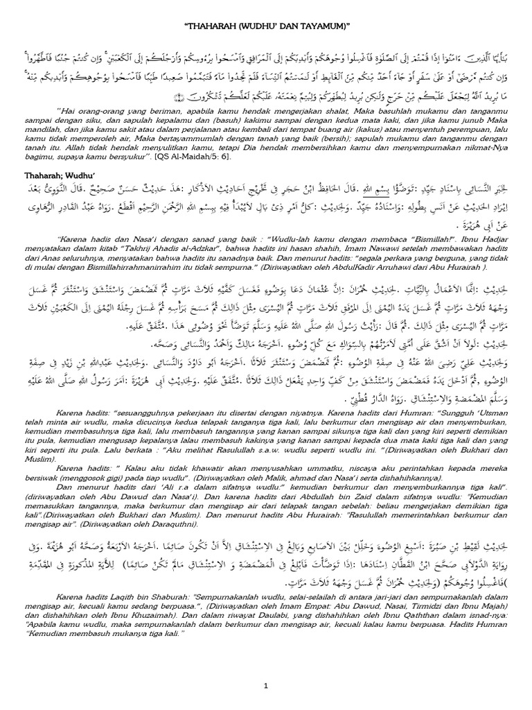 Wudu, Tayamum Dan Mandi Wajib | PDF