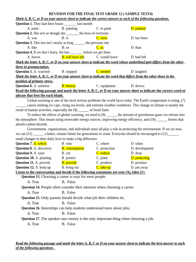 Grade 12 Final Test Revision Guide | PDF | Artificial Intelligence ...