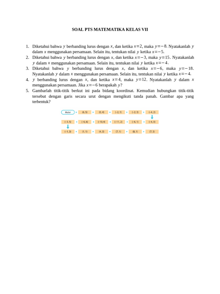 Soal PTS Genap Matematika Kelas Vii | PDF