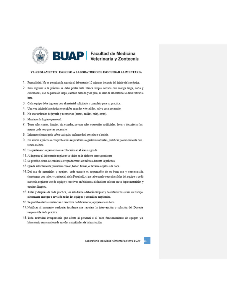 MANUAL PRACTICAS INOCUIDAD DE LOS ALIMENTOS DE ORIGEN ANIMAL 2023-2024-1 | PDF | Laboratorios ...