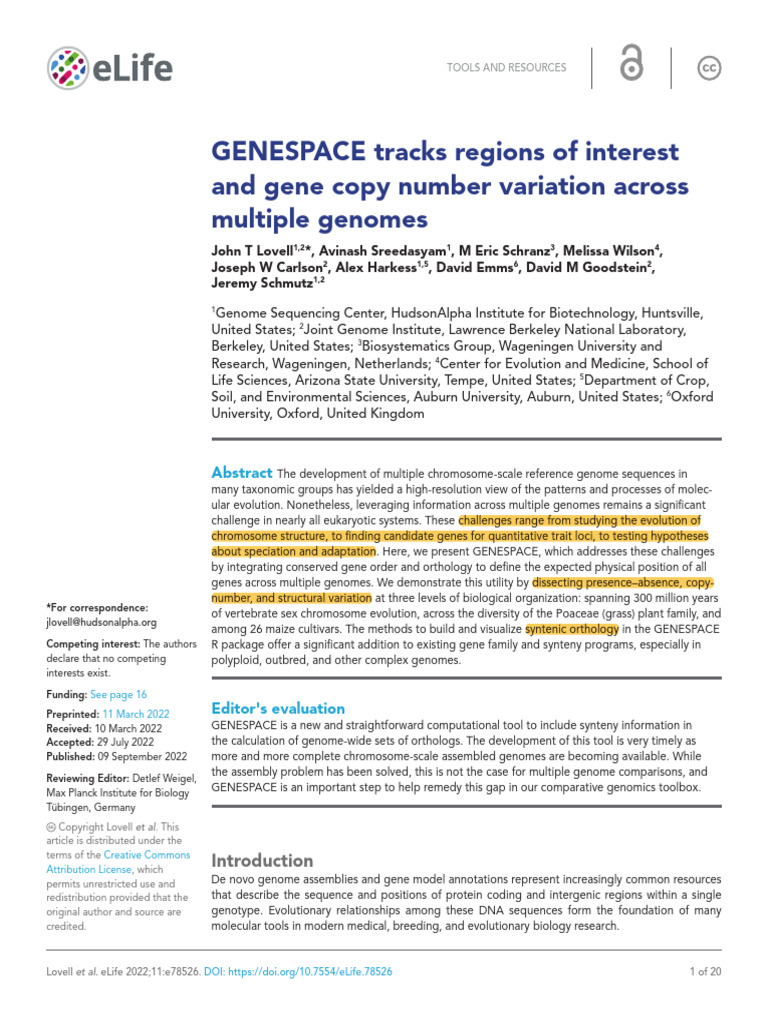 GENESPACE: Enhancing Synteny Analysis | PDF | Gene Duplication | Gene