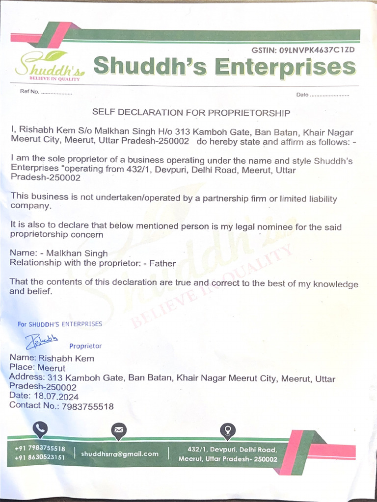 Self Declaration | PDF