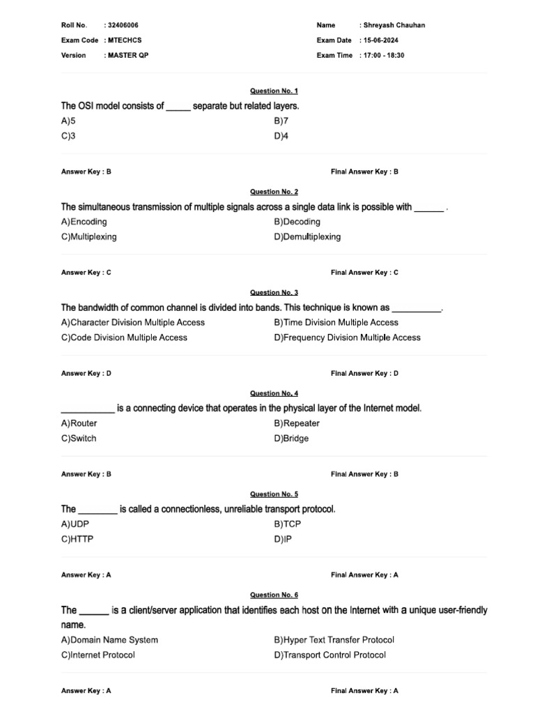 NFAT ENTRANCE EXAM ANSWER KEY 2024 | PDF