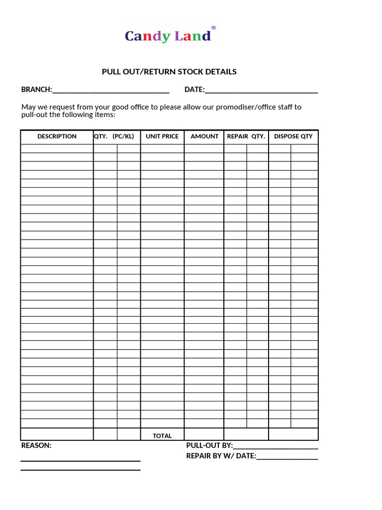 Pull-Out Request Form for Stocks | PDF