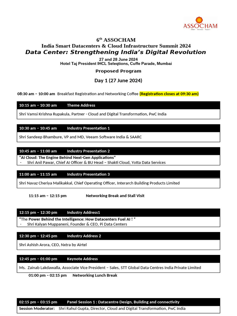 Tentative Agenda DC Mumbai 2024 | PDF | Information Technology