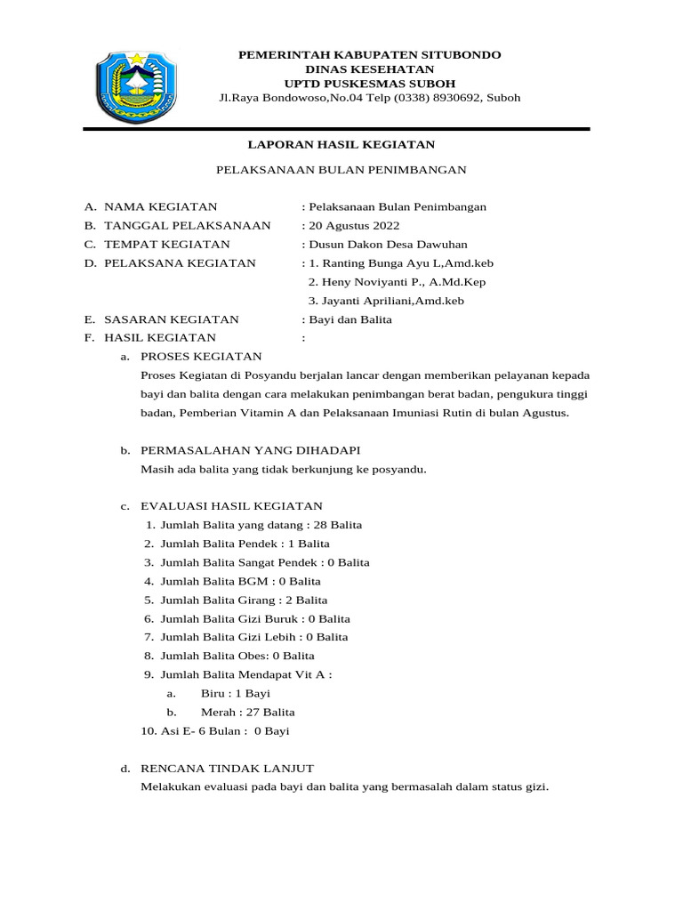 Lap Hasil Kegiatan | PDF