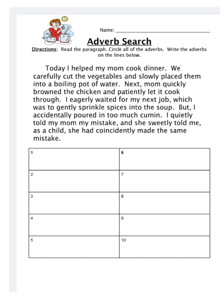 Adverb Worksheet | PDF