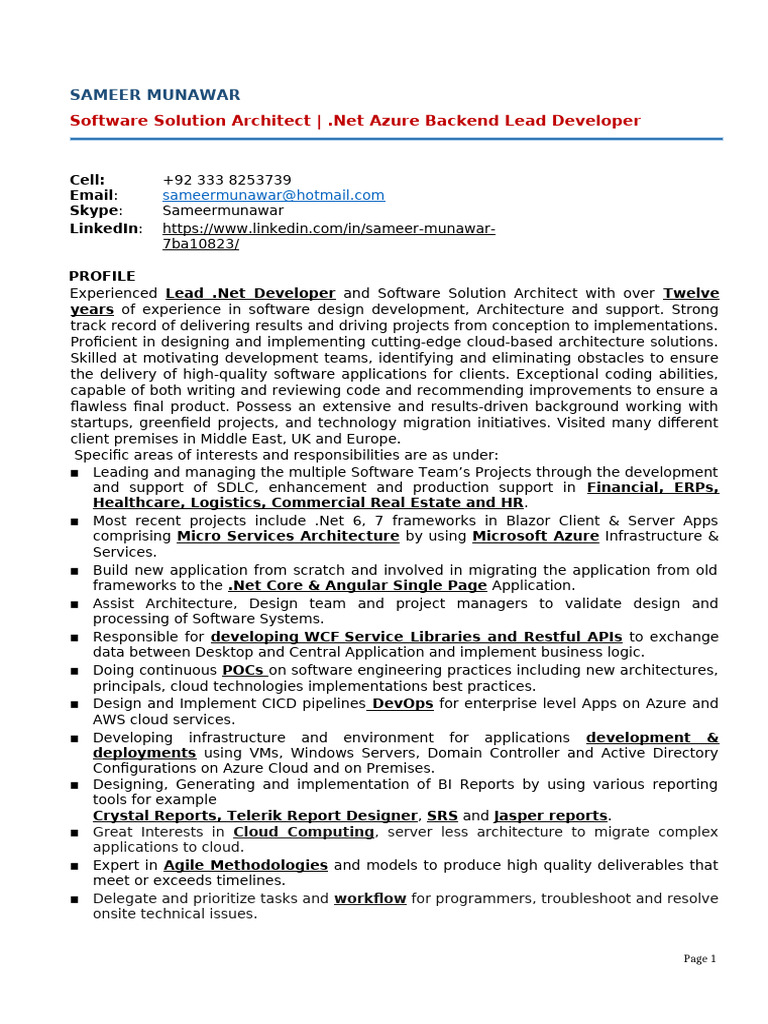 Sameer Munawar Latest | PDF | Microsoft Sql Server | Cloud Computing