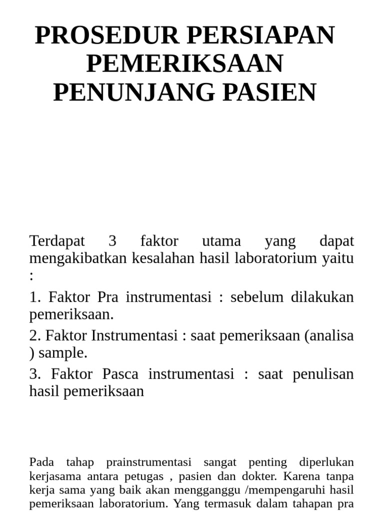 Prosedur Pemeriksaan Penunjang Pasien | PDF