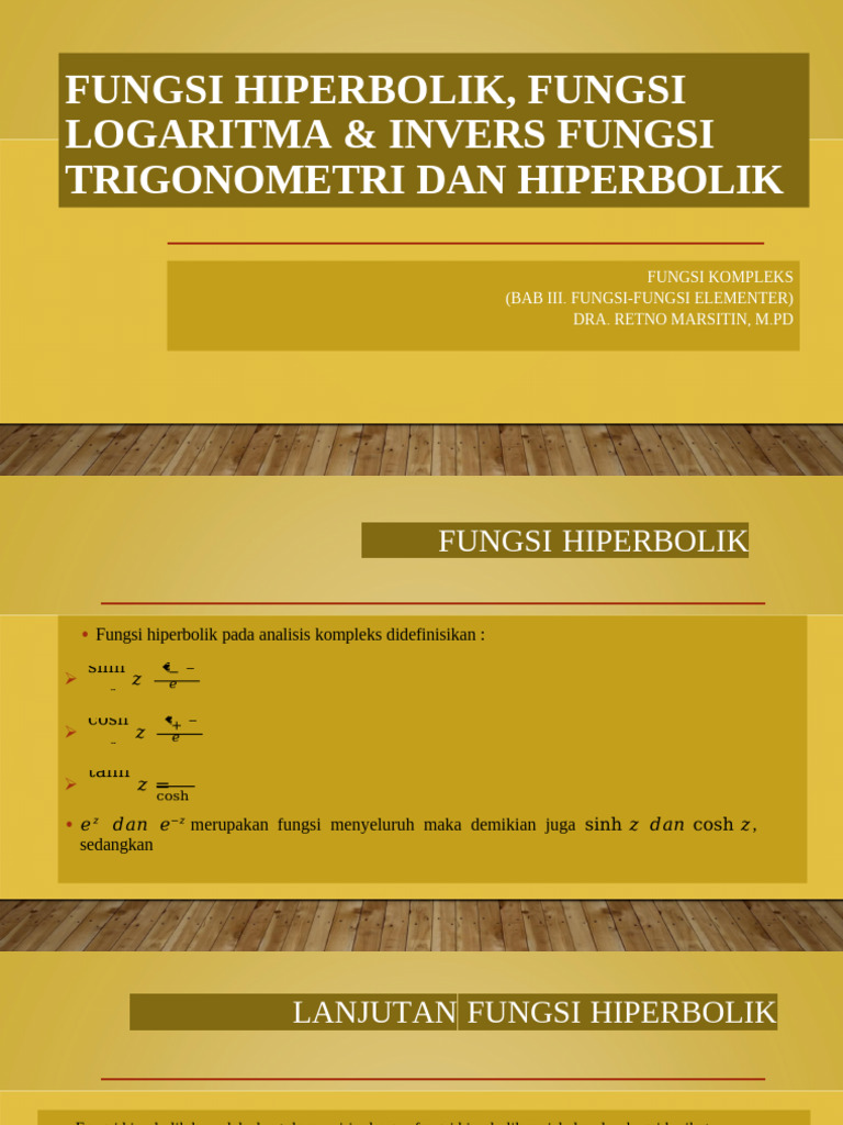 11 - Fungsi Hiperbolik, Fungsi Trigonometri Dan Invers Fungsi Trigonometri Dan Hiperbolik | PDF