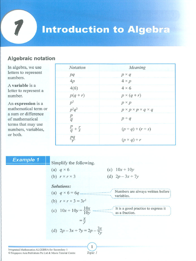 Chapter 1-Introduction To Algebra | PDF