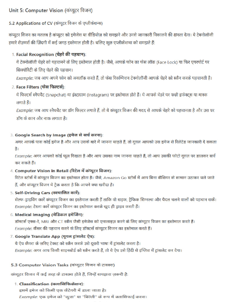 Unit-5 Computer Vision | PDF