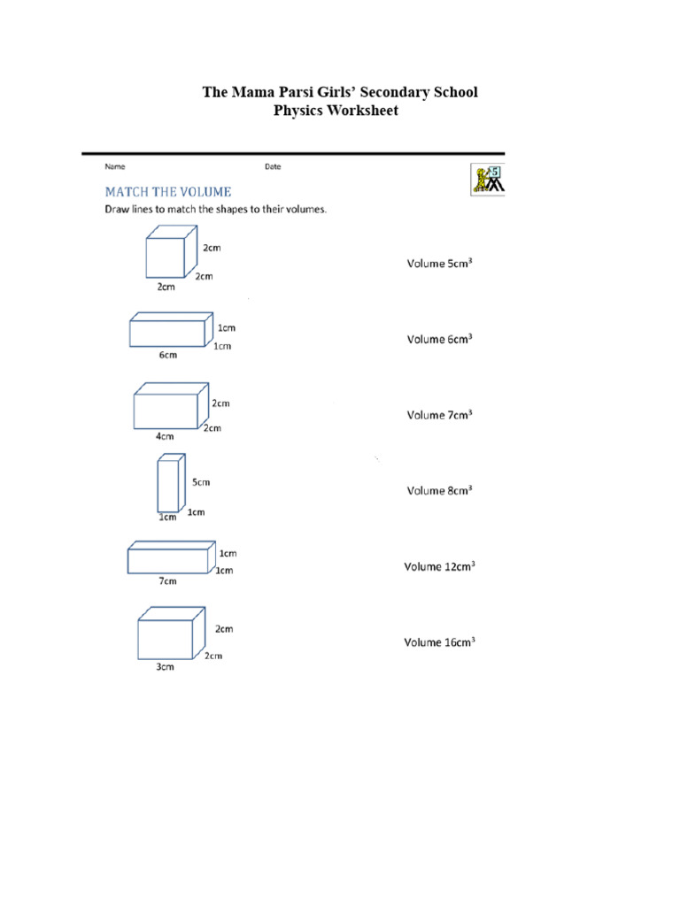 Worksheet of Volume | PDF