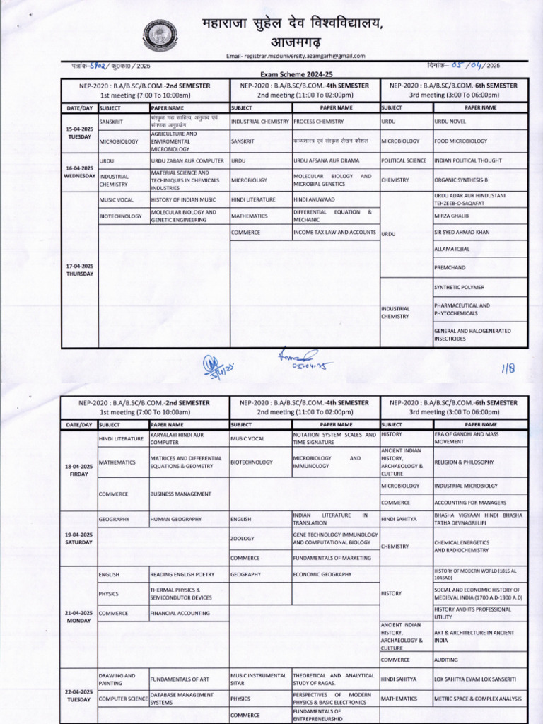Ug Nep Time Table-1 | PDF