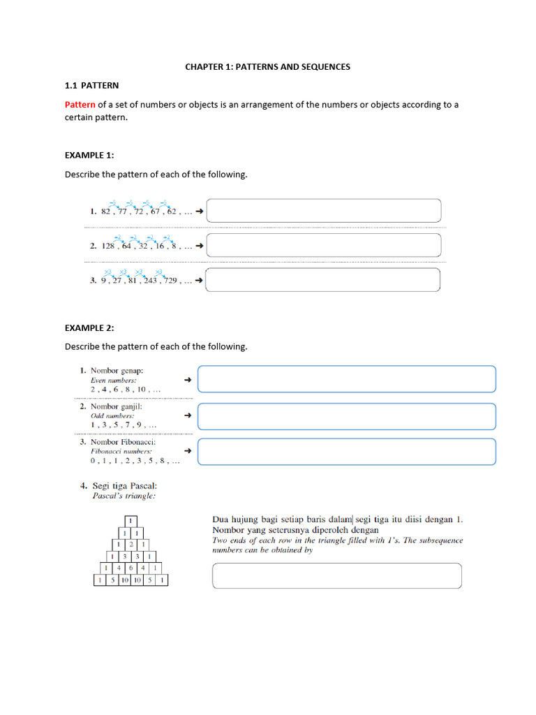 Chapter 1 Patterns and Sequences | PDF
