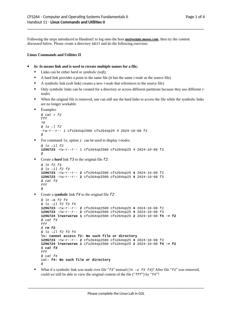 Handout11-Linux Commands and Utilities II | PDF | Computer File | Software