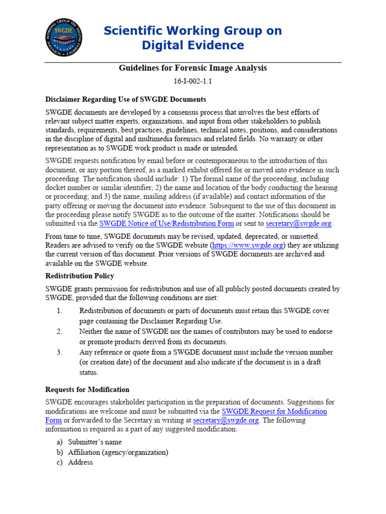 2025 03 03 Guidelines For Forensic Image Analysis 16 I 002 1.1 | PDF ...