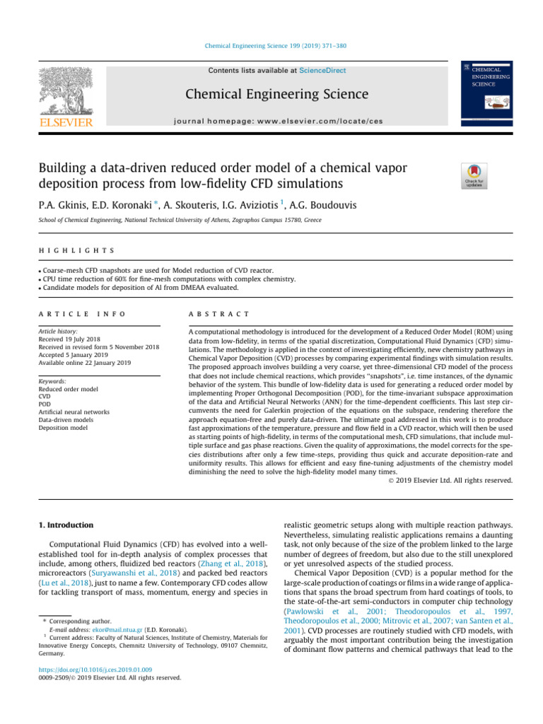 Building A Data-Driven Reduced Order Model of A Chemical Vapor ...