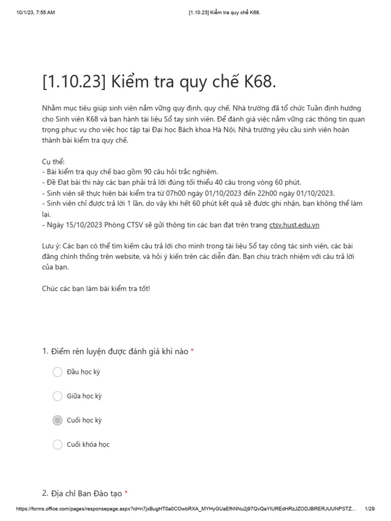 1.10.23 Kiểm tra quy chế K68 - | PDF