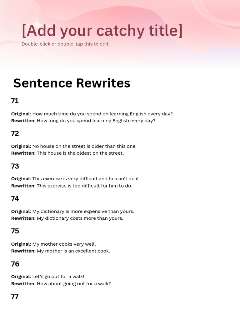 Sentence Rewriting Examples | PDF