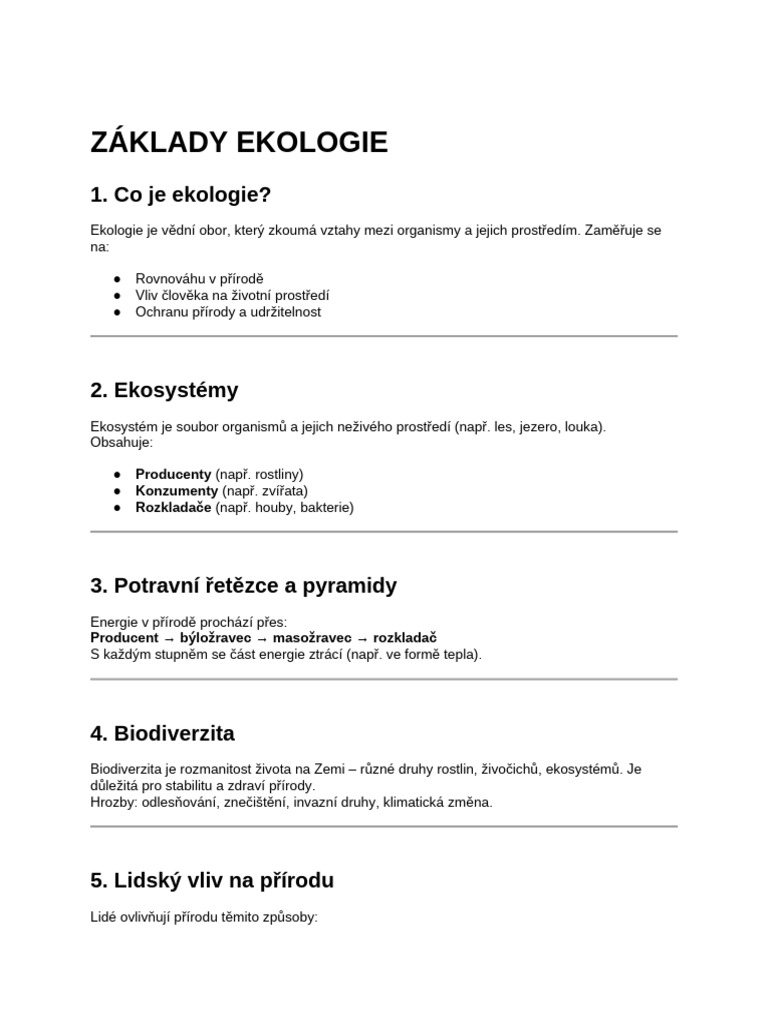 Základy Ekologie | PDF