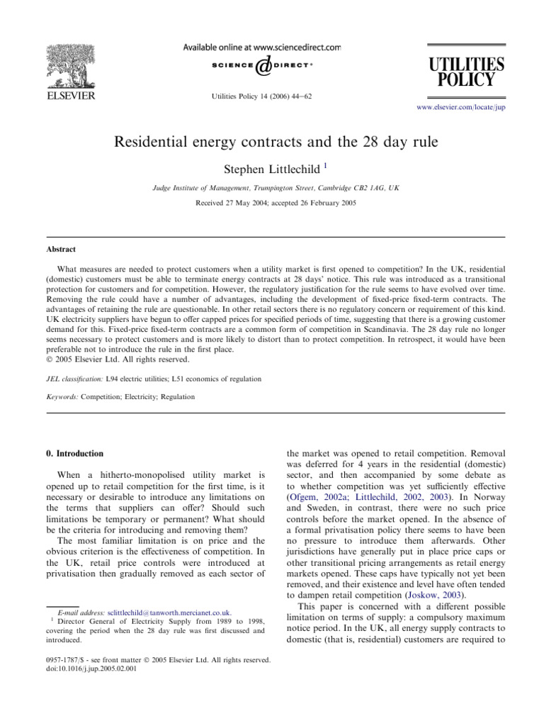 Residential Energy Contracts and The 28 Day Rule | PDF | Supply Chain ...
