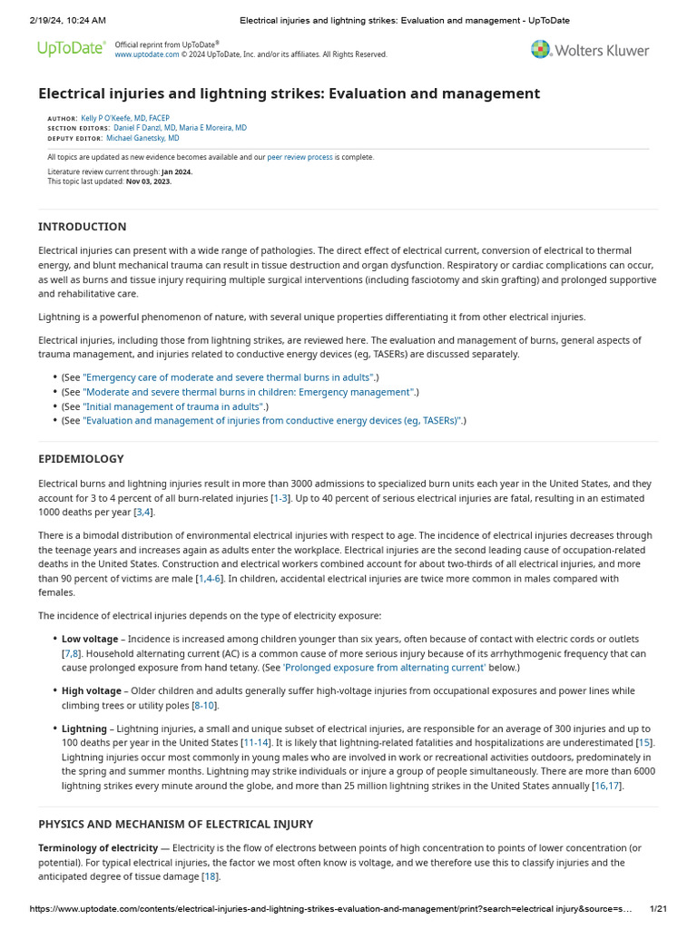 Lightning Strike Injury Management | PDF | High Voltage | Cardiac Arrest