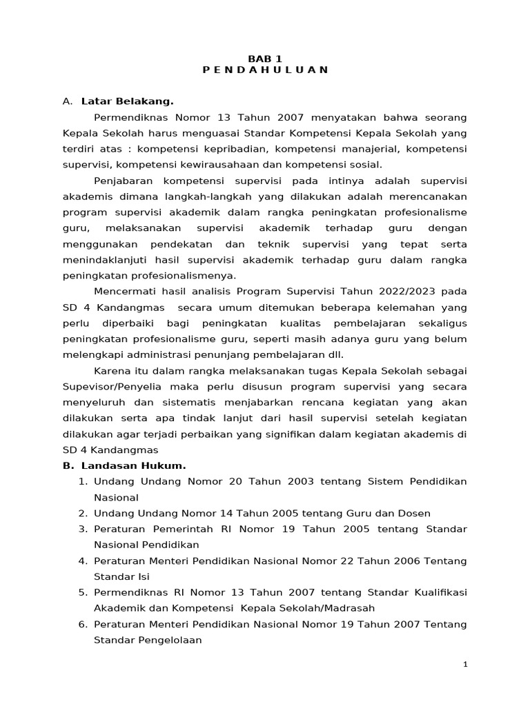 PROGRAM SUPERVISI 2022-2023 SMT 1 (AutoRecovered) | PDF