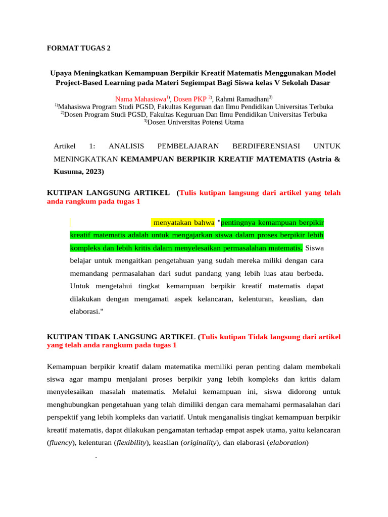 Contoh Pengerjaan Tugas 2 KARIL | PDF