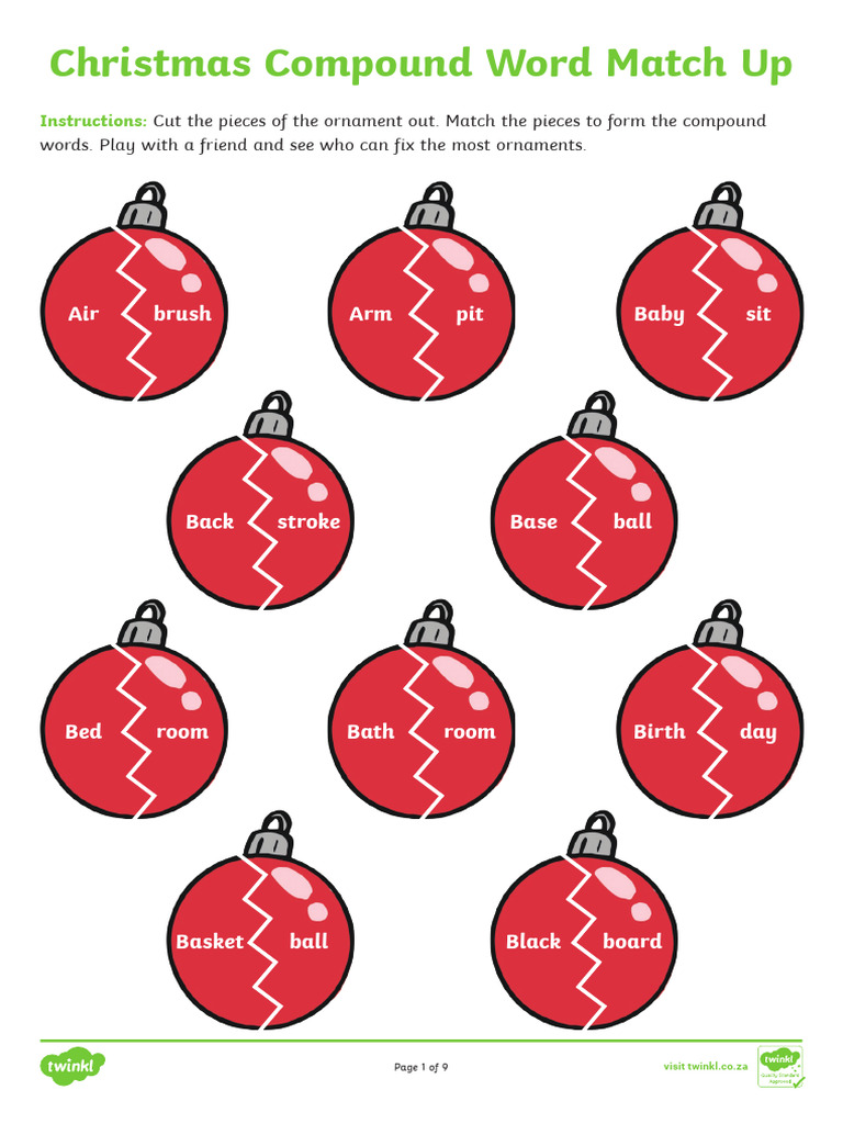 Za HL 1634898831 100 Christmas Compound Word Match Up Ver 1 | PDF