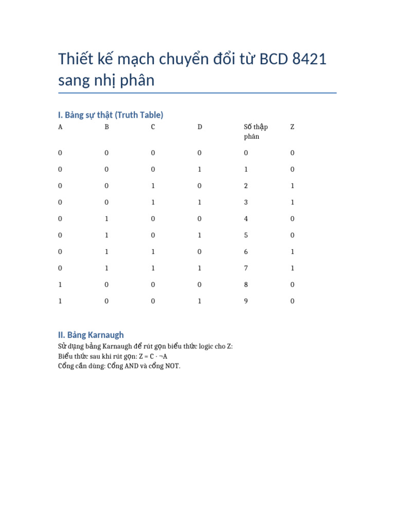BCD To Binary Conversion Circuit | PDF