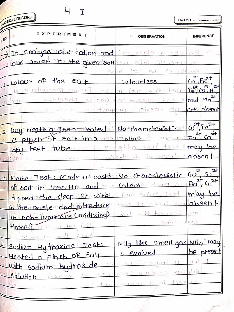 Class 12 Chemistry Salt Analysis | PDF