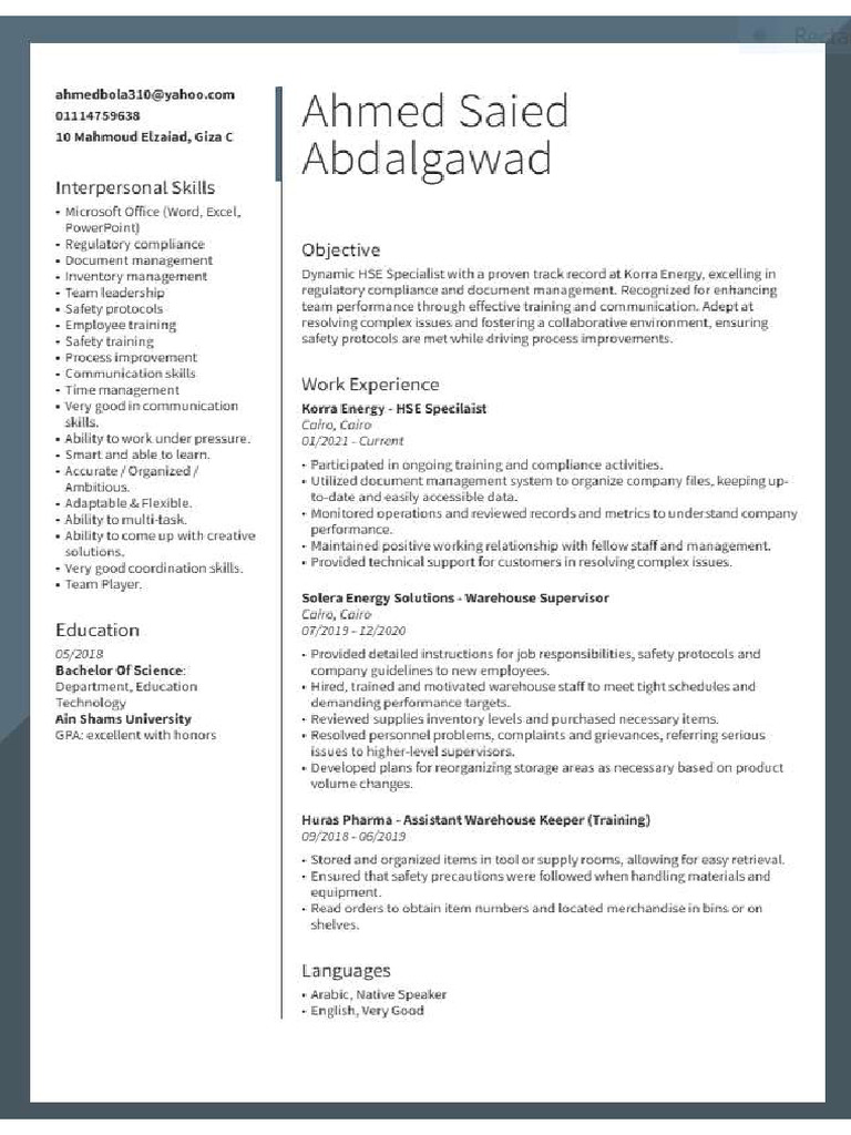Ahmed Said CV | PDF