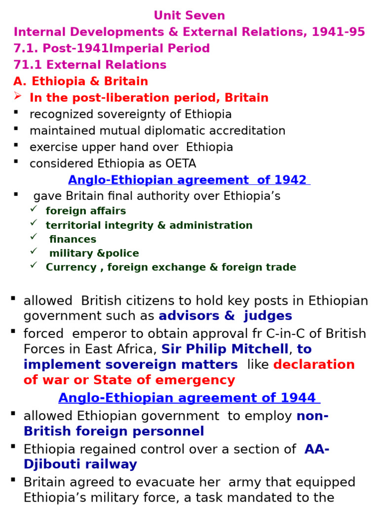 Hist 1012 Unit 7 Revised | PDF | Ethiopia | International Relations
