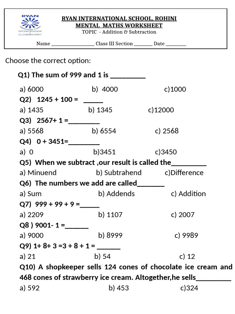 Mental Maths-All Operations - 3 - Ic864414 | PDF