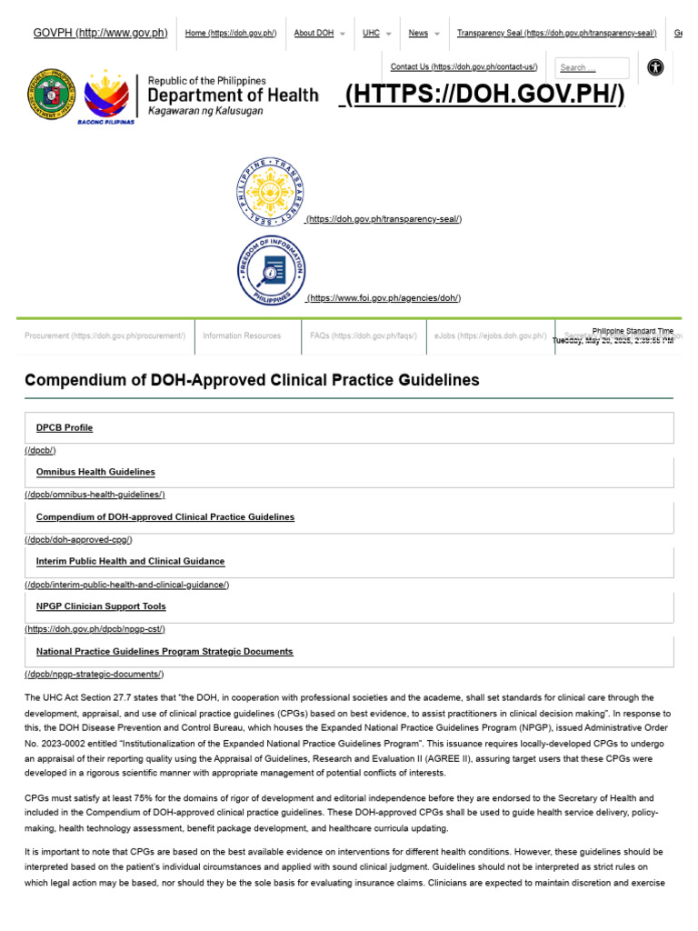 DOH-Approved Clinical Practice Guidelines | PDF | Cancer | Medicine
