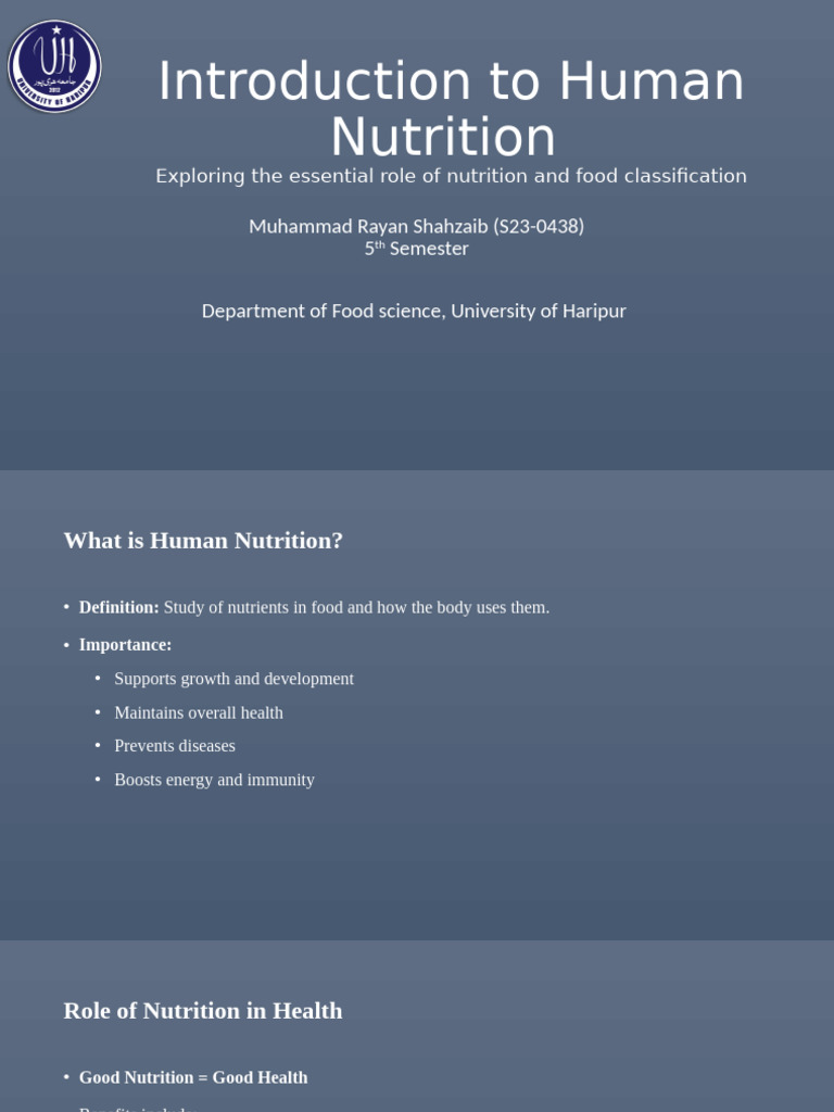 Introduction To Human Nutrition | PDF | Foods | Healthy Diet